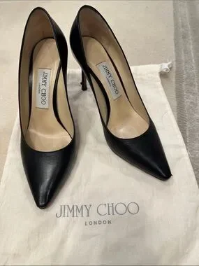Jimmy Choo | Shoes | Jimmy Choo Romy 85 Black Pointedtoe Leather ...